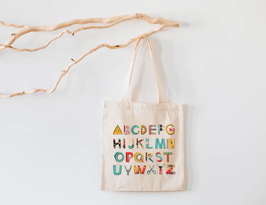 Alphabet Tote Bag, Preschool Bag, Kindergarten Bag, Teacher Tote Bag ...