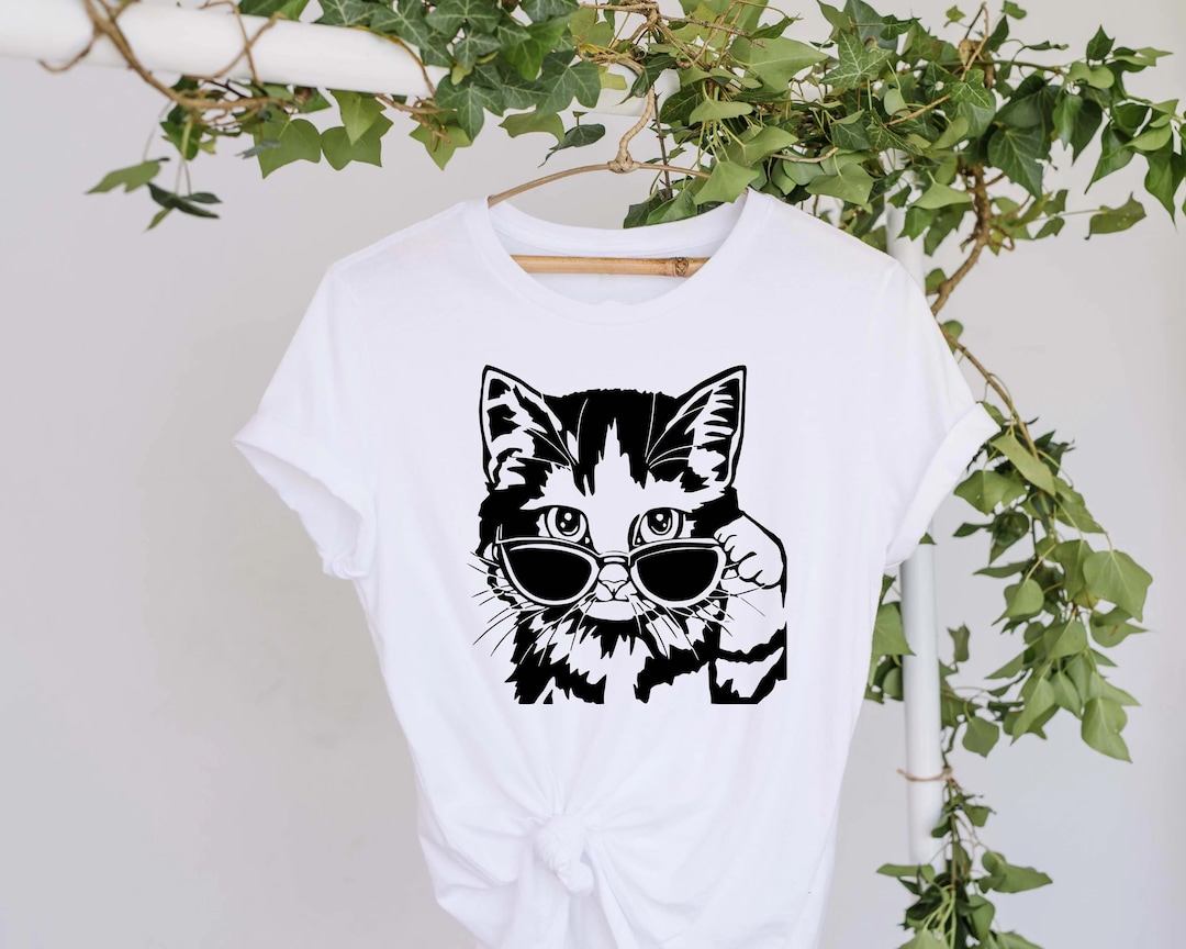 Cool Cat Shirt, Cat Shirt, Cool Cat With Sunglasses Shirt, Cat Lover ...
