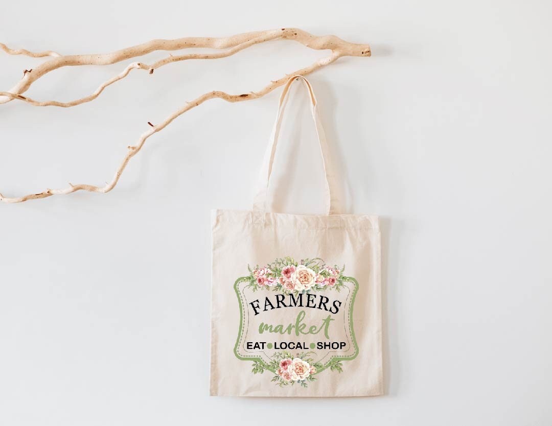 Farmers Market Tote Bag, Reusable Grocery Bags, Organic Cotton Canvas ...