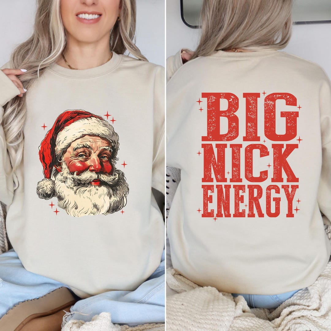 Retro Christmas Santa Sweatshirt, Big Nick Energy Sweat, Retro Santa ...