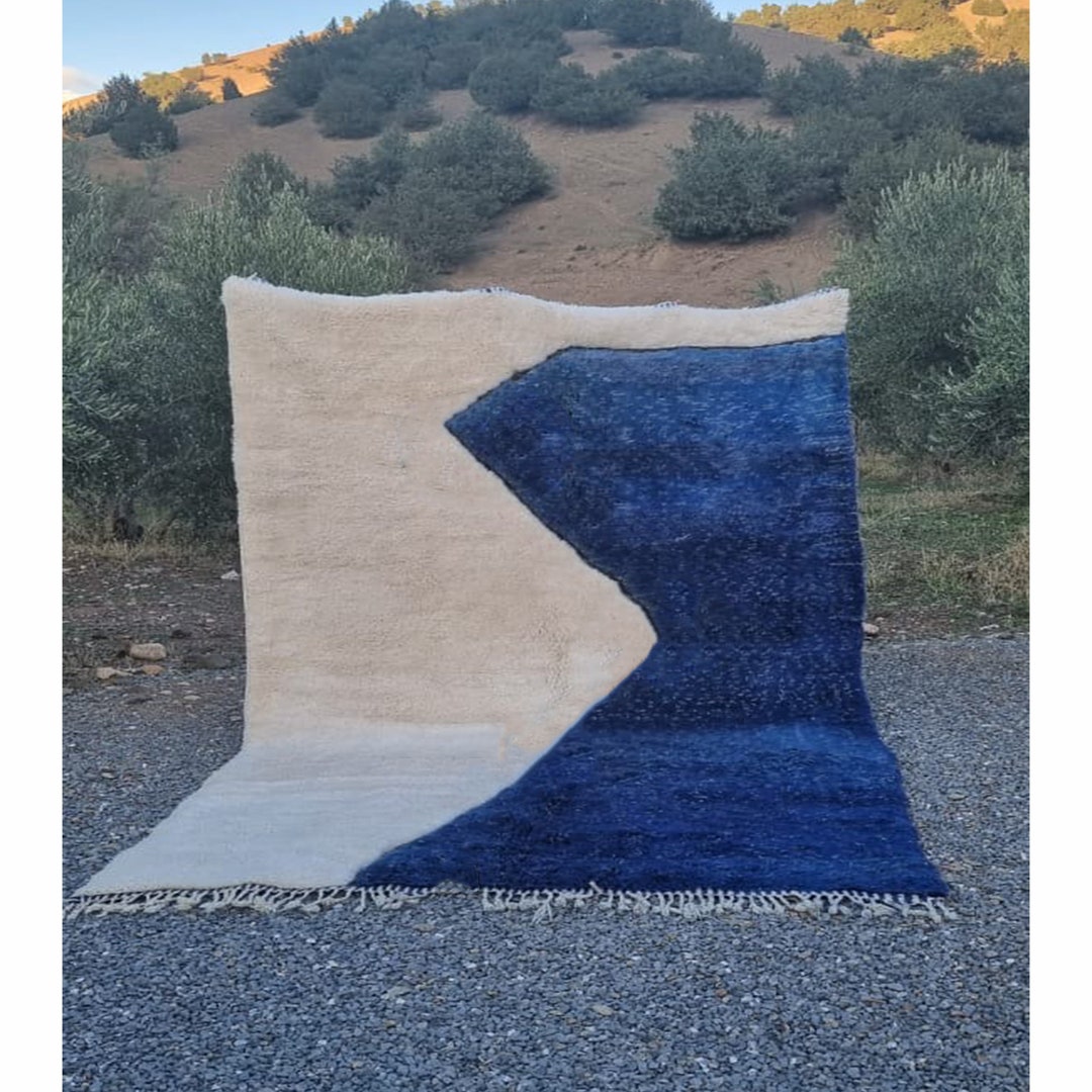 Moroccan Blue White Rug, Luxury Mrirt Rug, Berber Teppich Rug, Beni ...