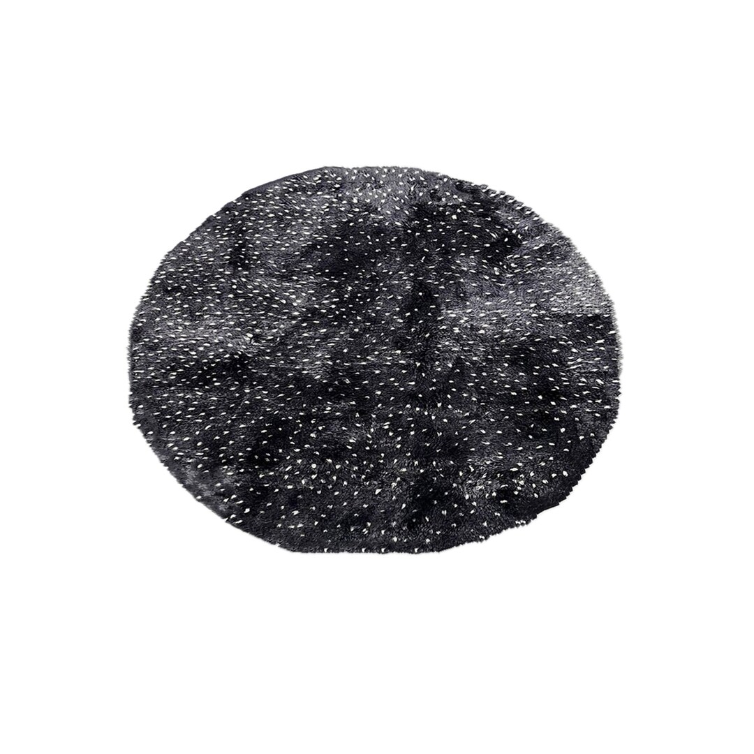 Round Rug, Moroccan Black Round Rug, Black Luxury Mrirt Rug, High ...