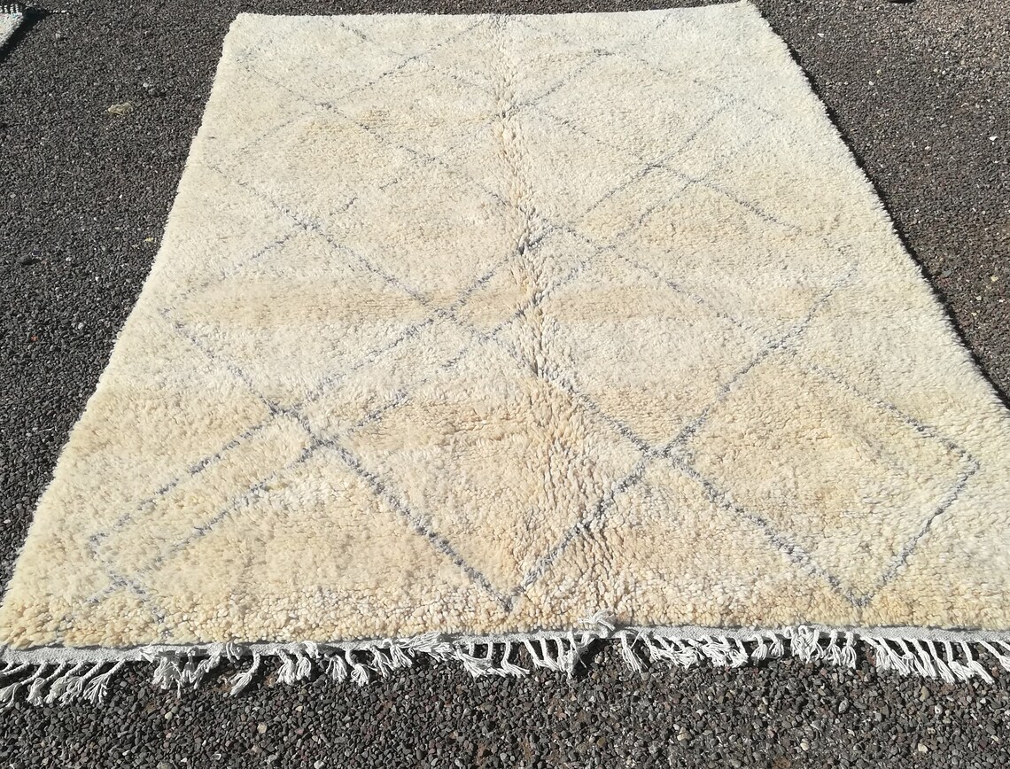Berber Rug, Teppich, Handmade Rug, Gray Lines Rug, Beni Ourain Rug ...