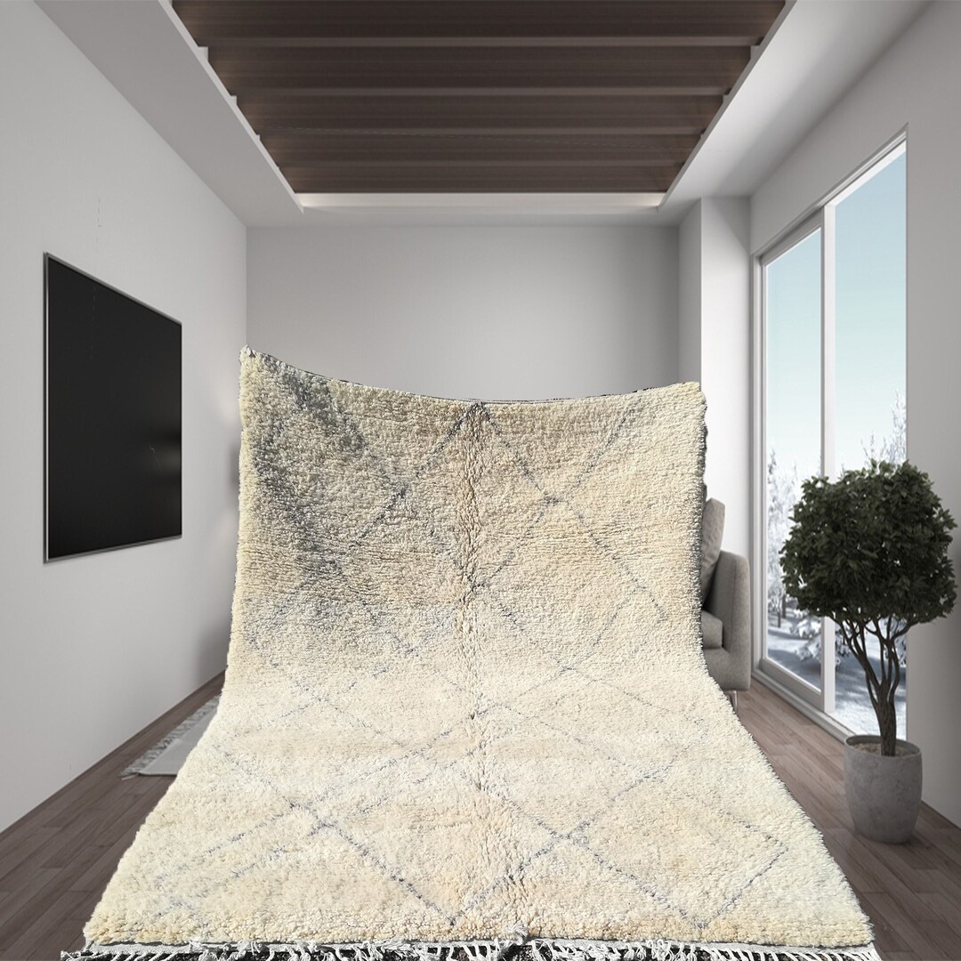 Berber Rug Teppich Handmade Rug Gray Lines Rug Beni Ourain - Etsy