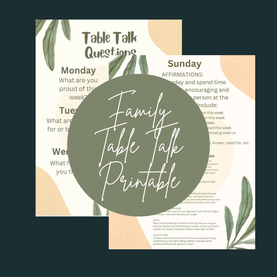 Family Table Talk Printable in Citrus, Faith Based Table Talk Questions ...