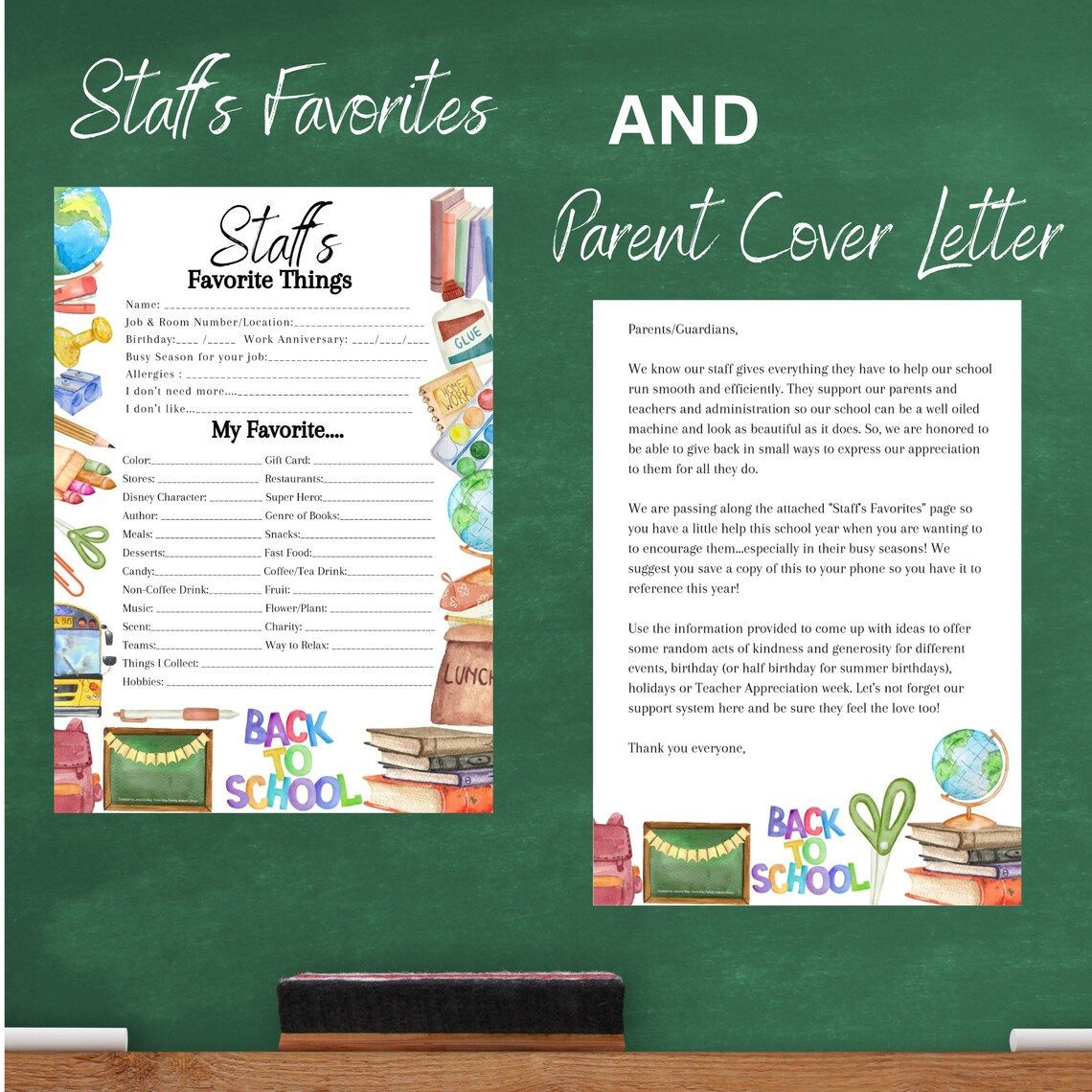 Printable Teacher Interests Printable Teacher and Staff Favorites ...