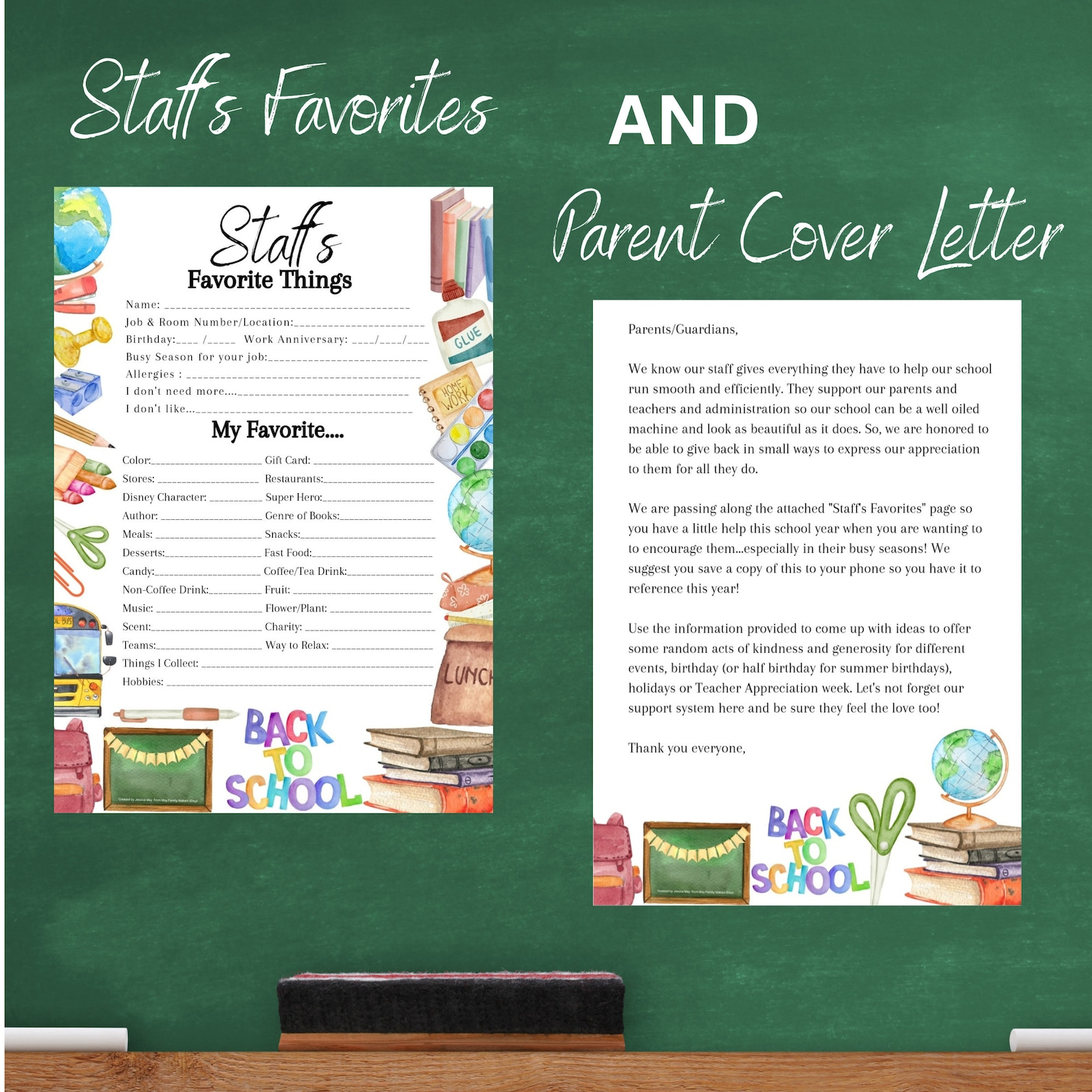Printable Teacher Interests - Printable Teacher and Staff Favorites ...