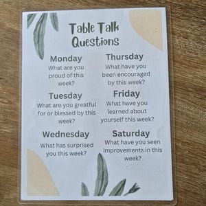 Family Table Talk Printable in Citrus, Faith Based Table Talk Questions ...