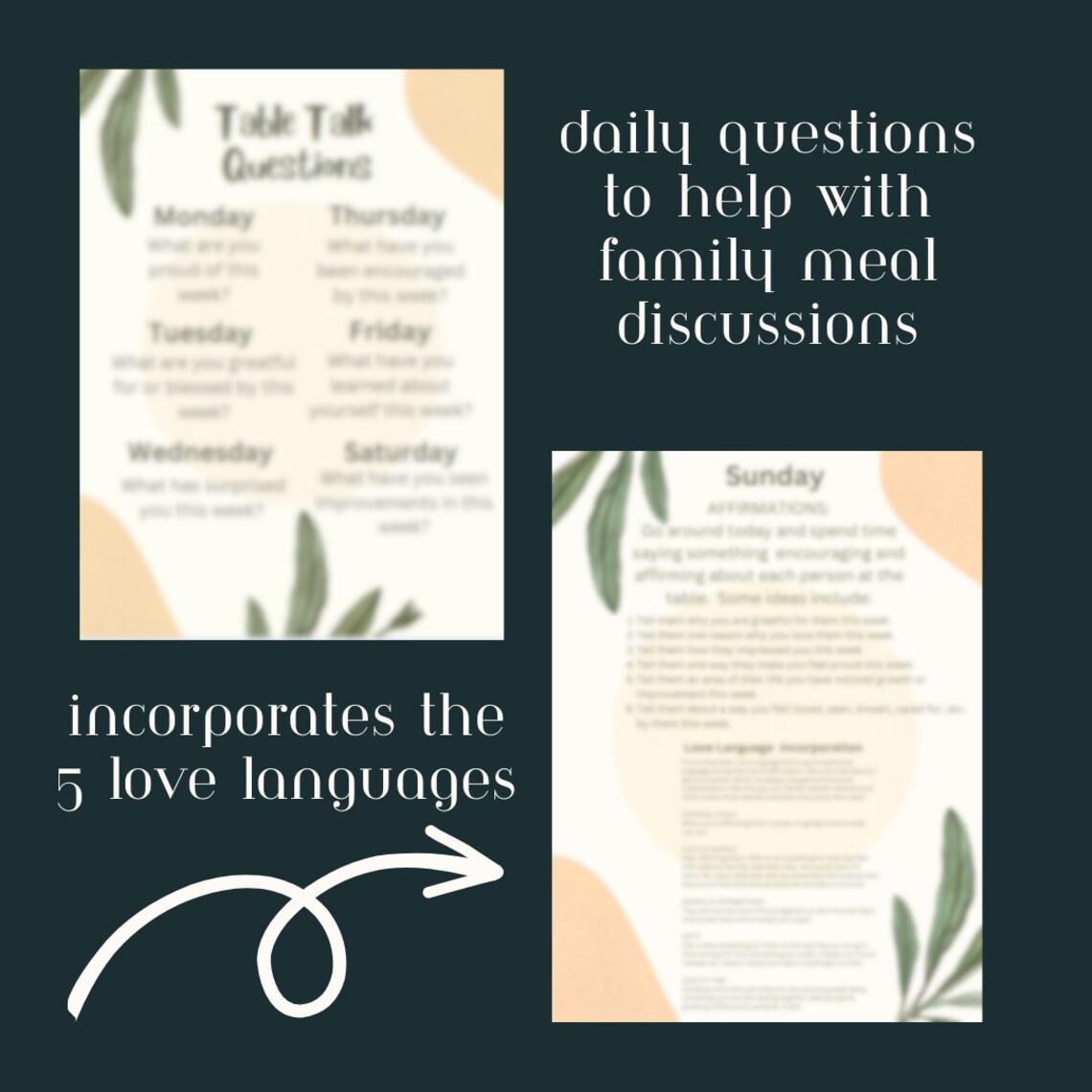 Family Table Talk Printable in Citrus, Faith Based Table Talk Questions ...