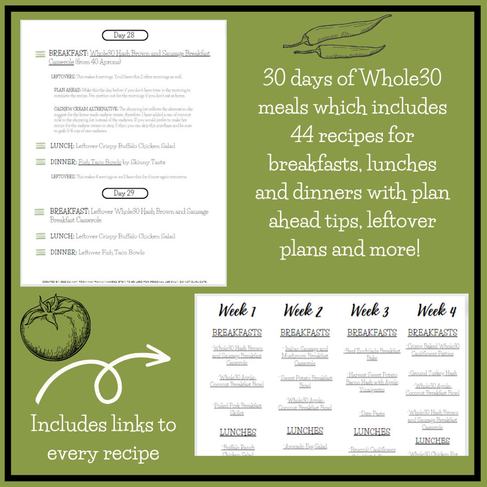 Whole30 Complete Meal Plan for 2 Downloadable Meal Plan With - Etsy