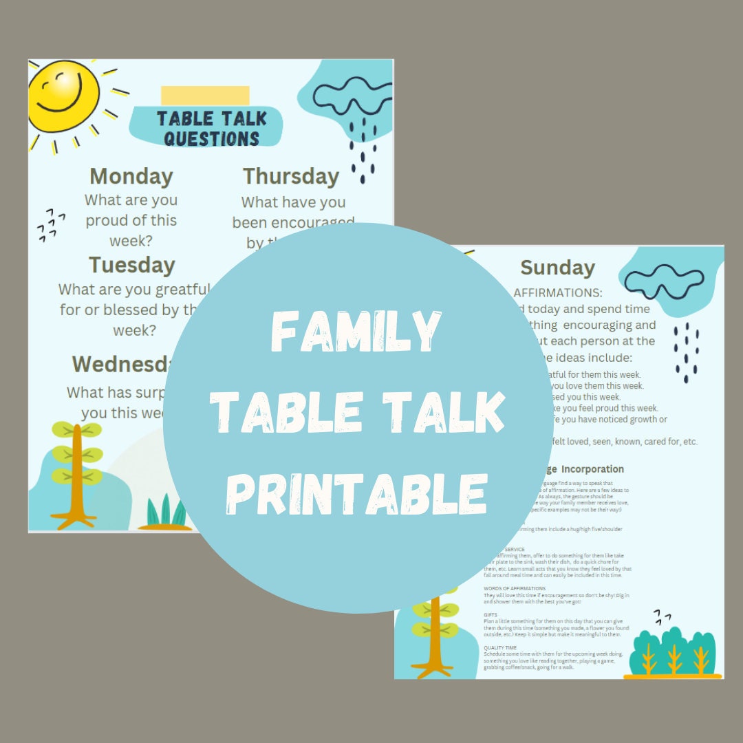 Family Table Talk Printable in Outdoorsy - Etsy