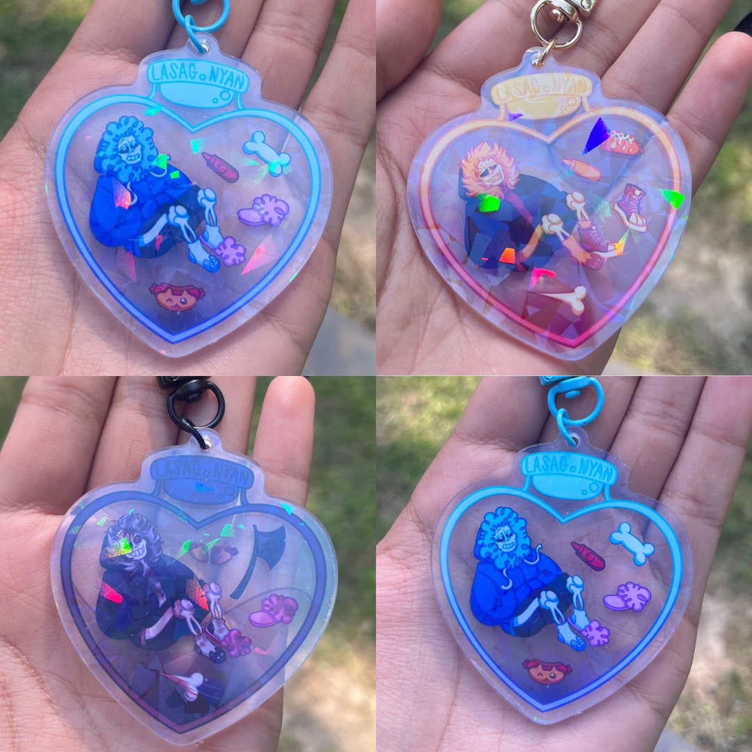 Sans Undertale Au Clear Holographic Heart Jar Keychain - Etsy