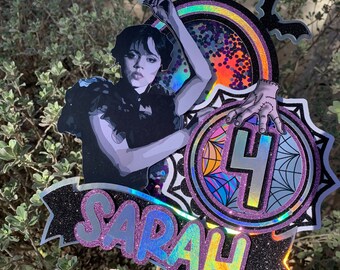 Wednesday Cake Topper Merlina Addamshappy Birdthay Enid - Etsy