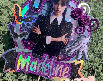 Wednesday Cake Topper Merlina Addamshappy Birdthay Enid - Etsy