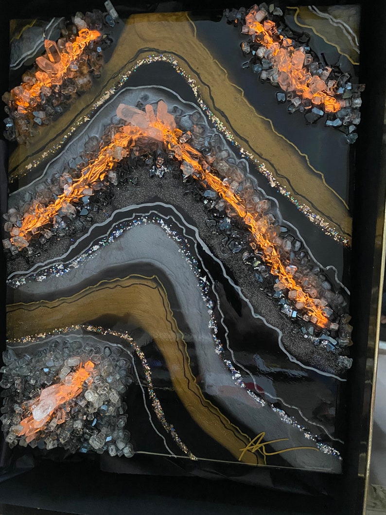 Crystal Infused Light up Geode Art Piece - Etsy