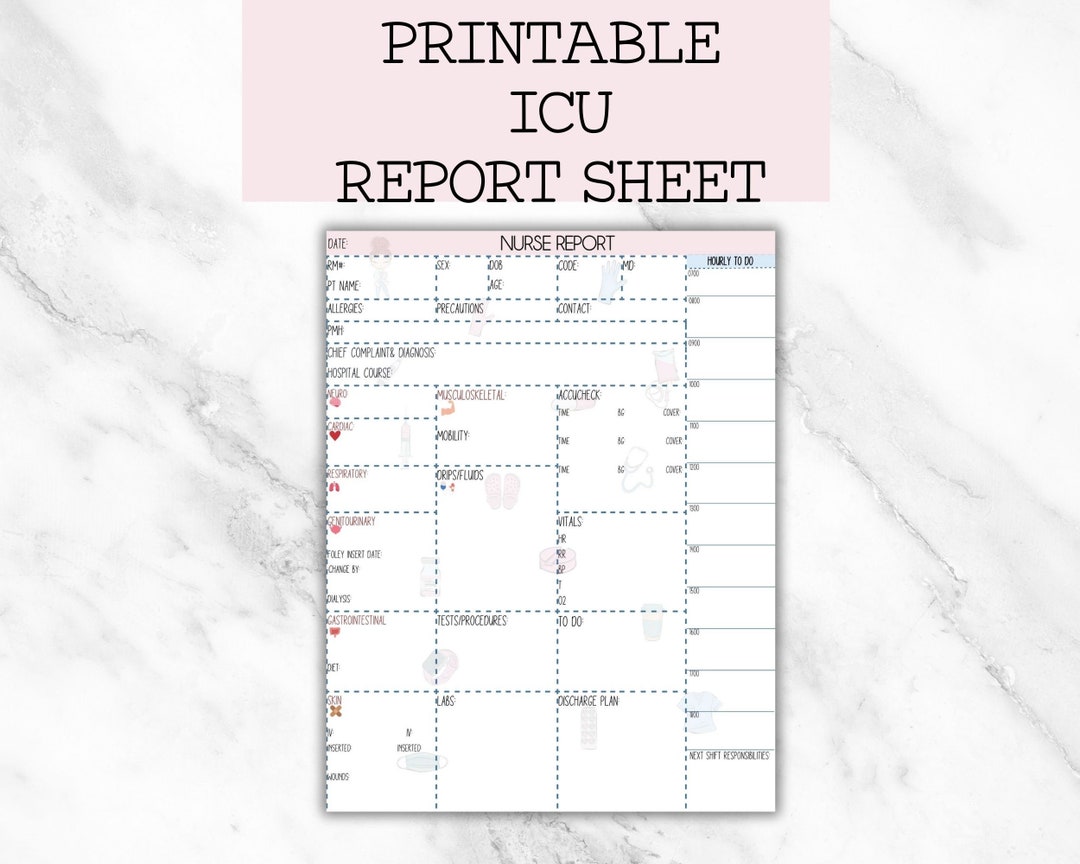 ICU Report Sheet, Pcu Nurse Report Sheet, Nurse Report Sheet, Nurse ...