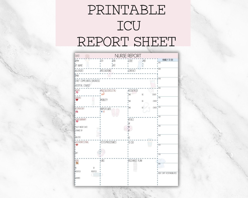 ICU Report Sheet, Pcu Nurse Report Sheet, Nurse Report Sheet, Nurse ...