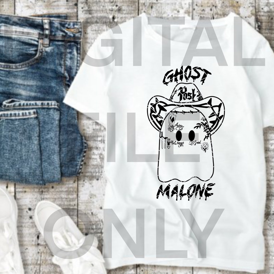 Ghost Malone PNG, SVG, Funny Ghost Instant Download, Cowboy Hat Ghost ...