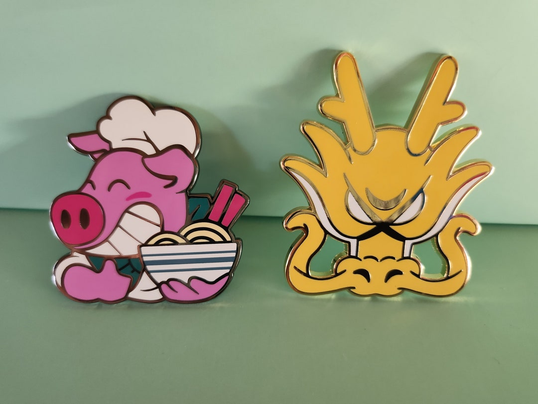 LMK: Pigsy's Noodles and Mei's Dragon Emblem Enamel Pins - Etsy Canada
