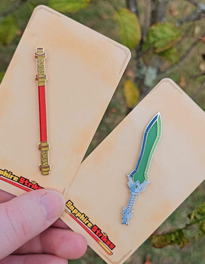 LMK: Mk's Staff and Mei's Sword | Enamel Pins - Etsy