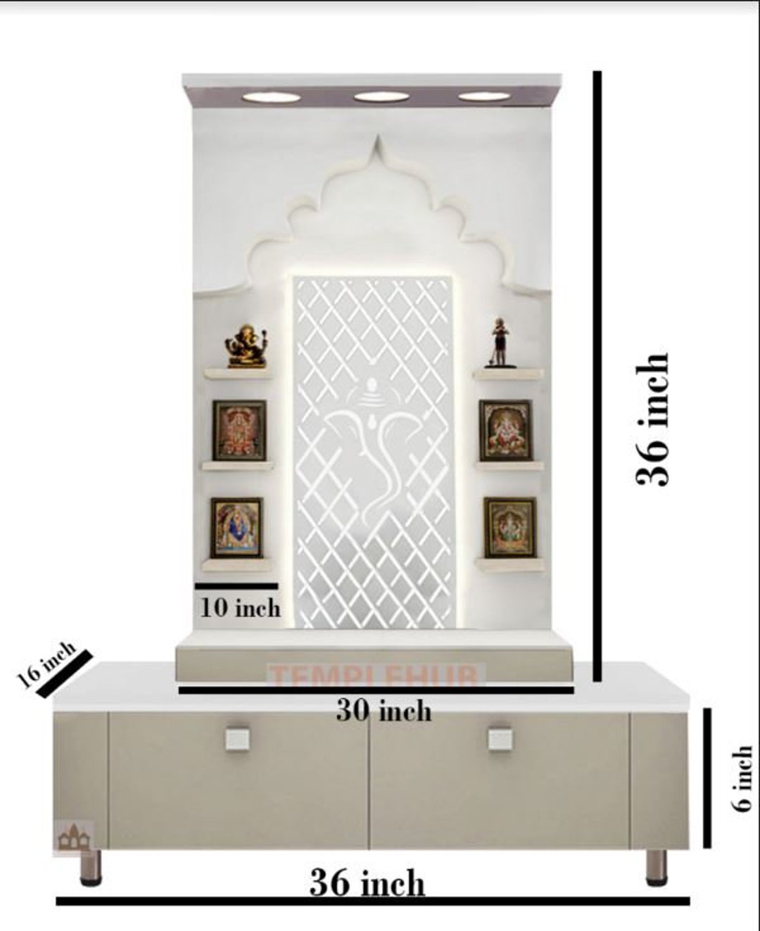 Templehub Wooden Temple White LED Light for Home and Office Home Temple ...