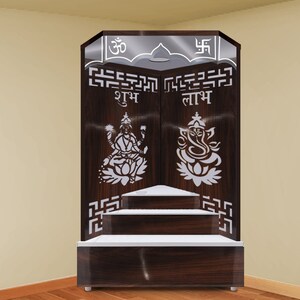 Templehub Customized Corner Mandir , Corner Brown LED Light Temple for ...