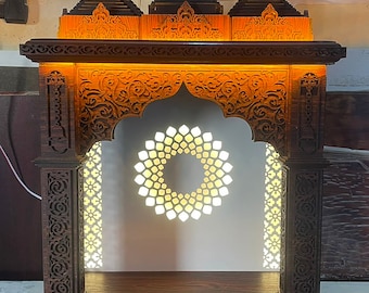 Pooja Mandir / Designer Wooden Temple With LED Lights / Mandir - Etsy