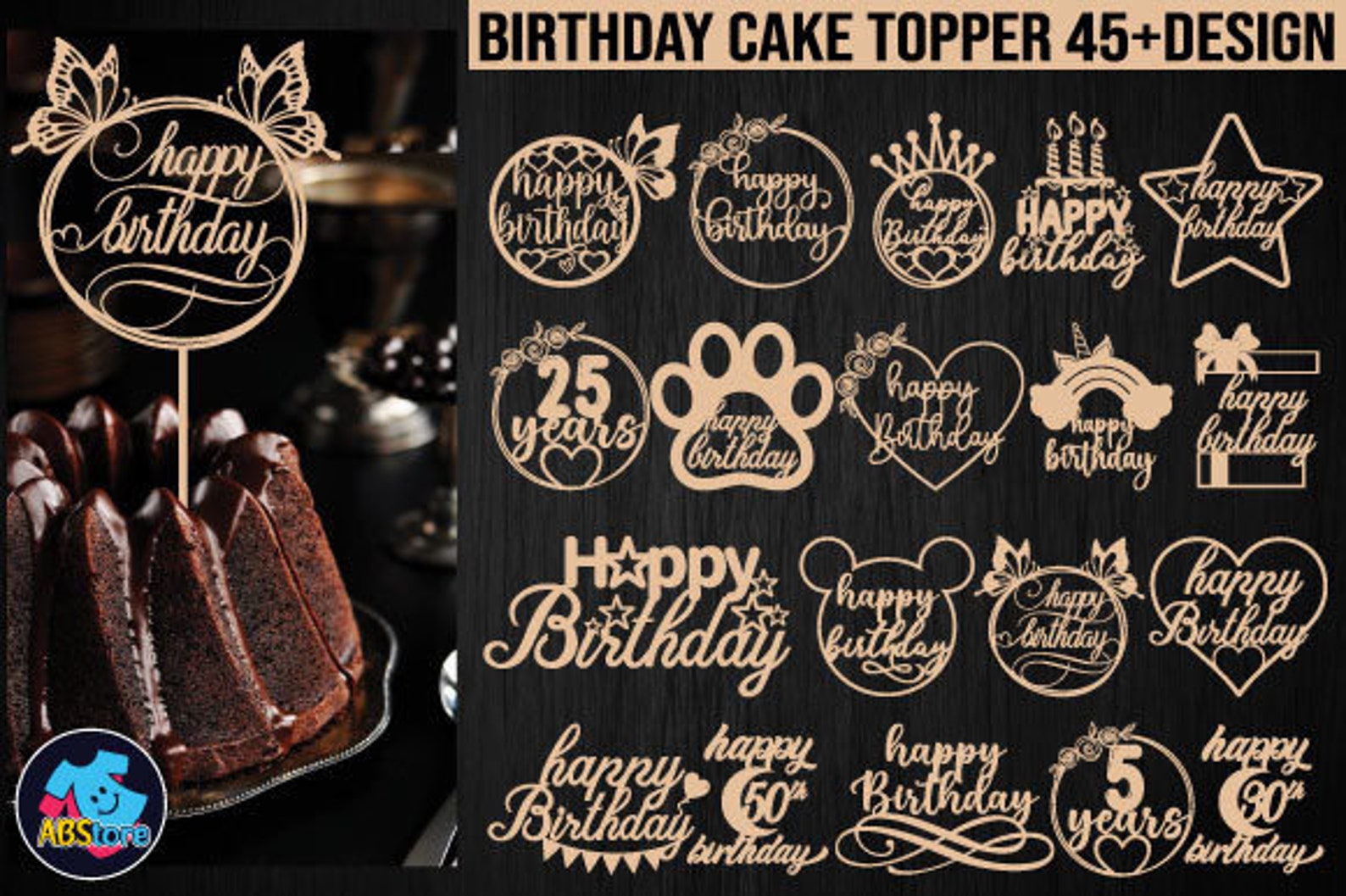 Happy Birthday Cake Topper 3D SVG Bundle - Etsy