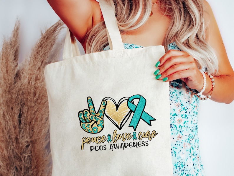PCOS Awareness Tote Bag, Pcos Tote, P.C.O.S. Warrior, PCOS Support Bag ...