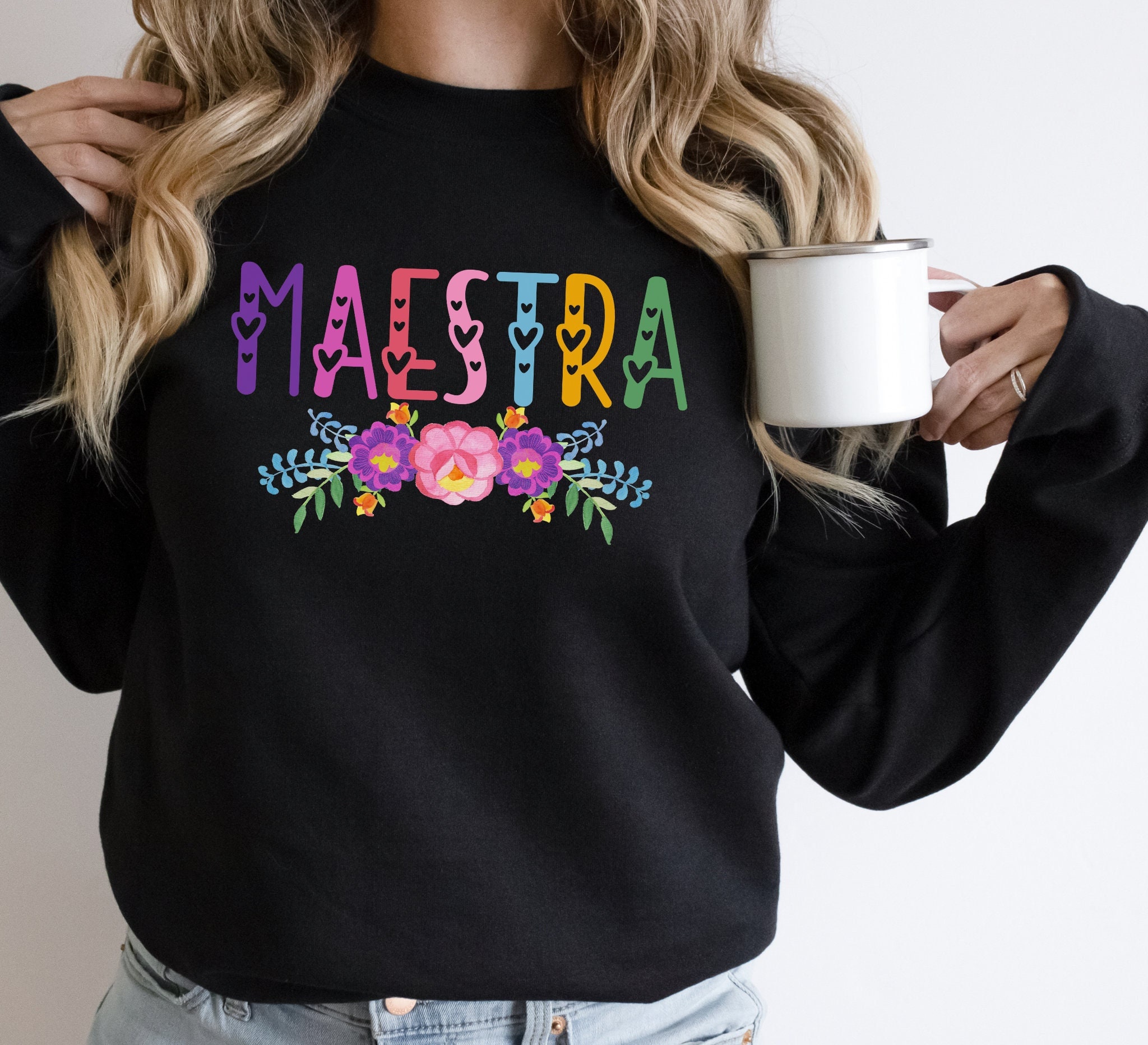 Floral Maestra Sweatshirt, Teacher Sweatshirt, Spanish Teacher ...