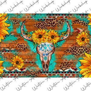 Western Sunflowers Bull Skull License Plate Png, Leopard Cowhide ...