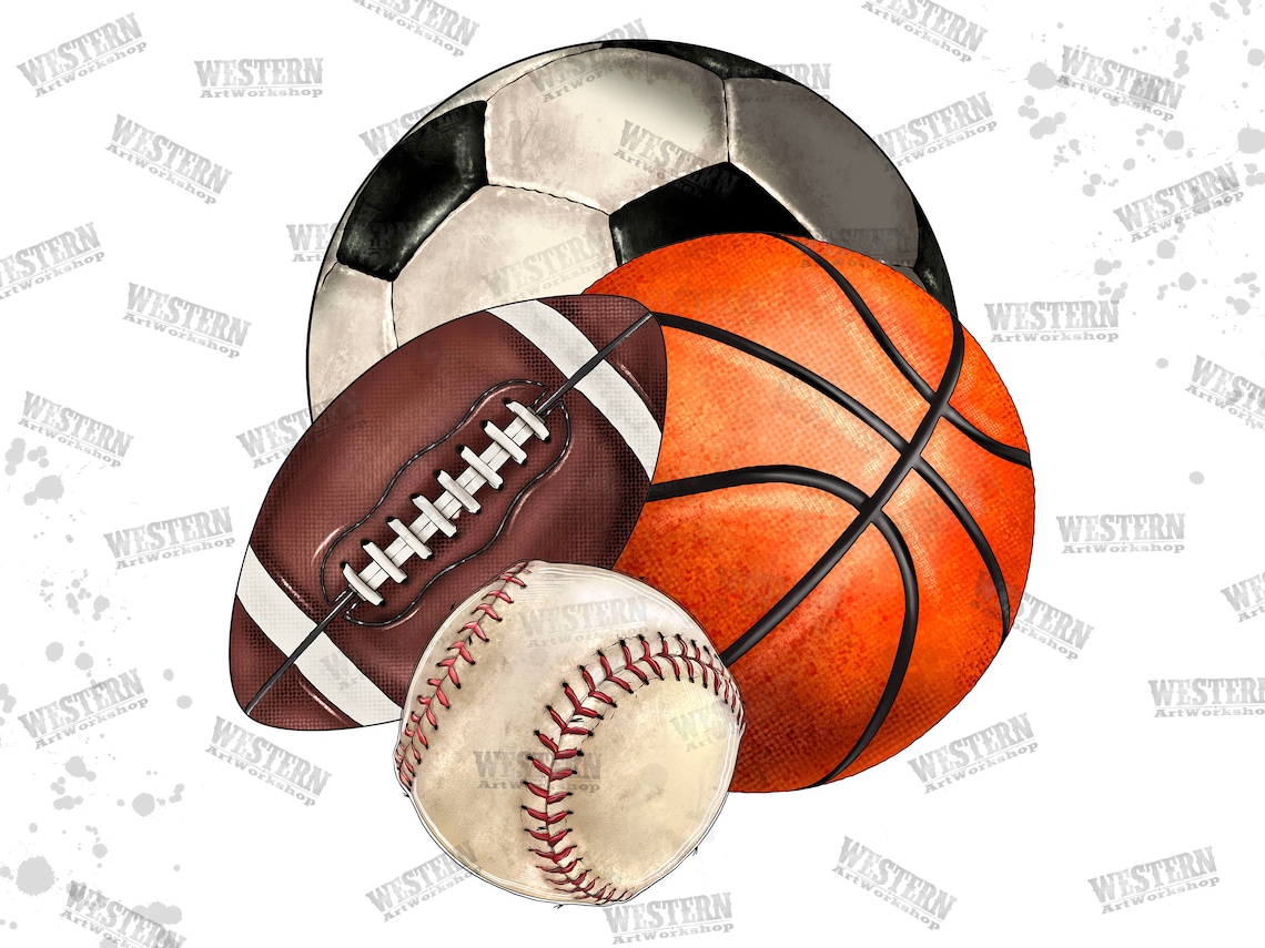 Baseball Football Soccer Ball & Basketball Grouped - Etsy