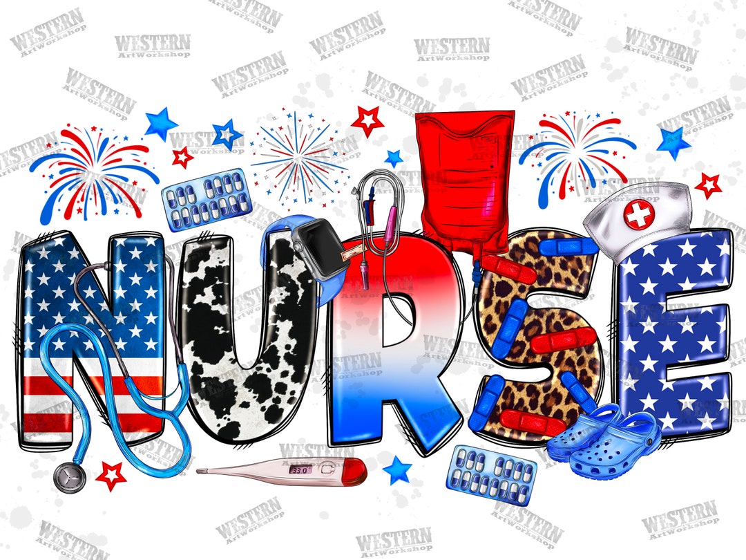 American Nurse Png, 4th of July Nurse Png, 4th of July Png, American ...