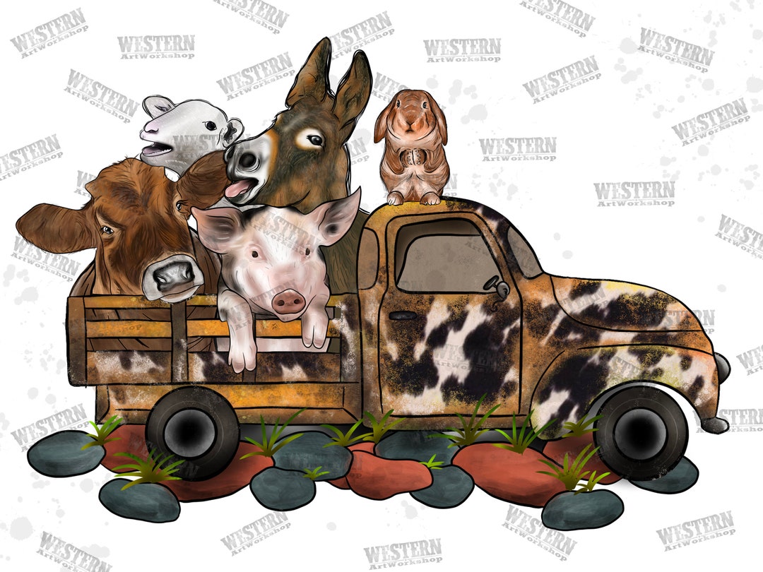 Farm Animal Truck Png, Farmer Design,farm Watercolor Clipart,farm ...