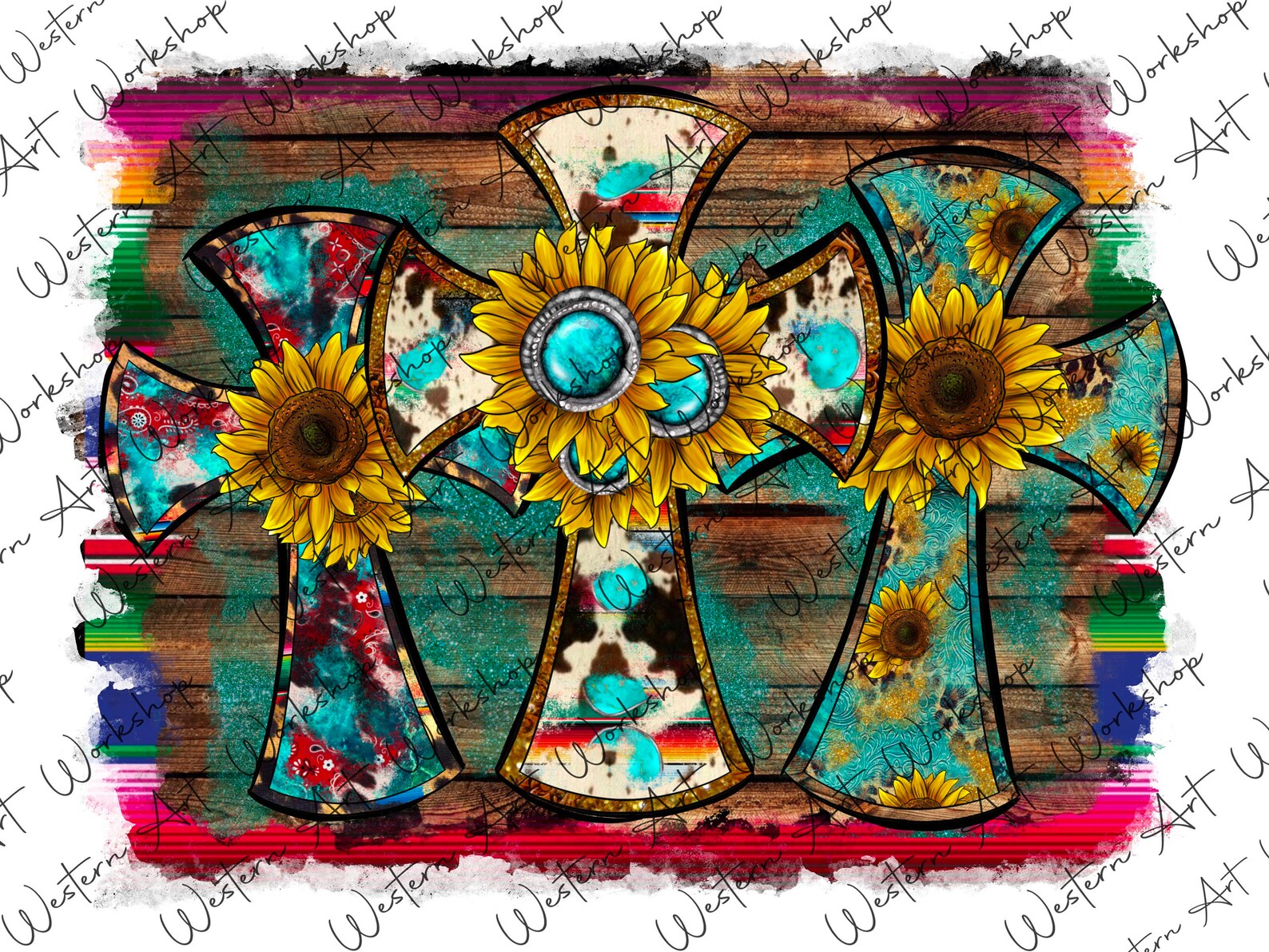Western Cross Background Png Serape Distressed Background - Etsy