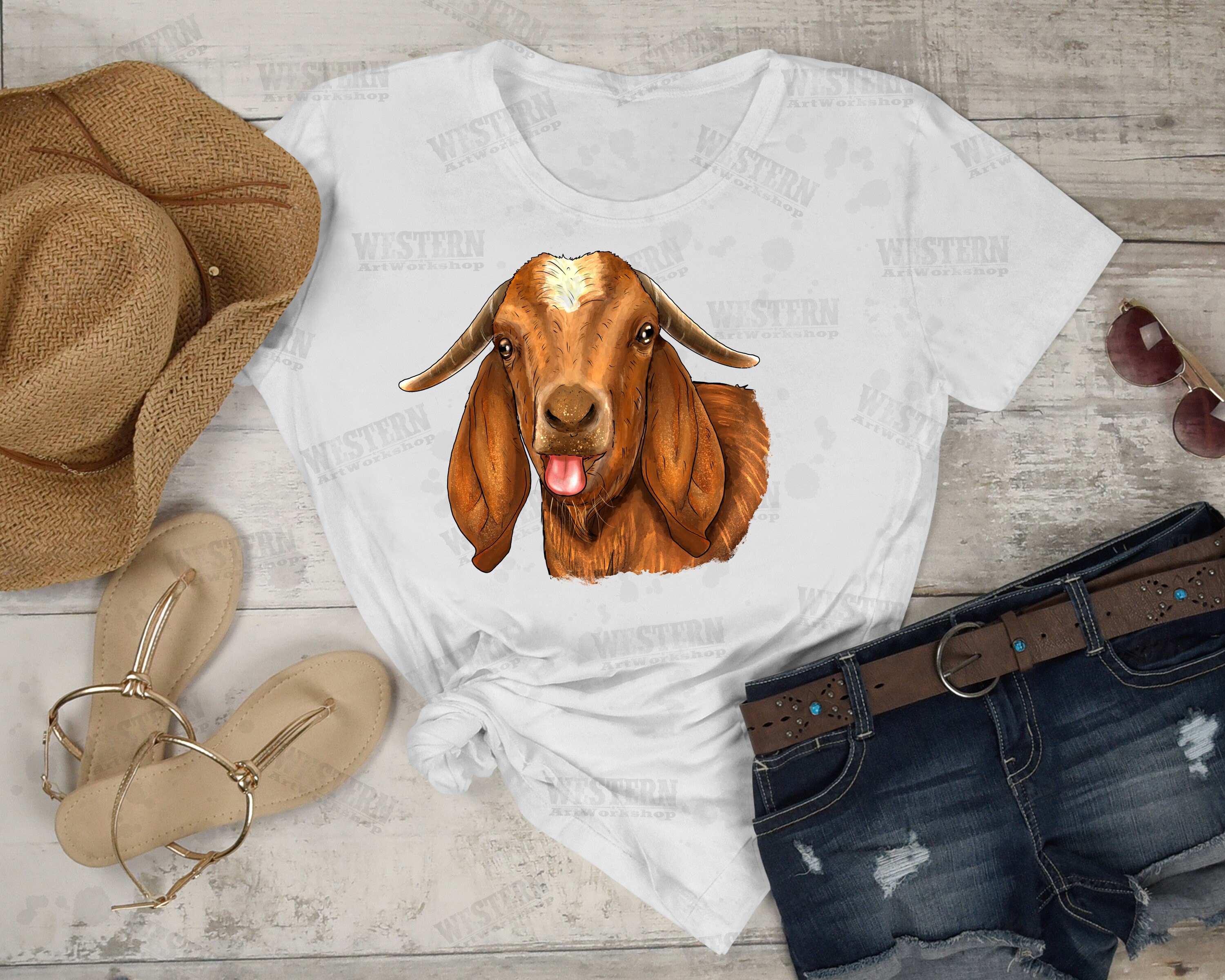 Watercolor Goat Png Western Goat Png Goat Sublimation Goat - Etsy