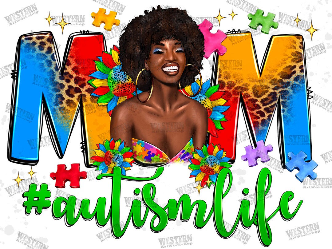 Afro Woman Autism Mom Png Sublimation Design,afro Girl Png,curly Hair ...