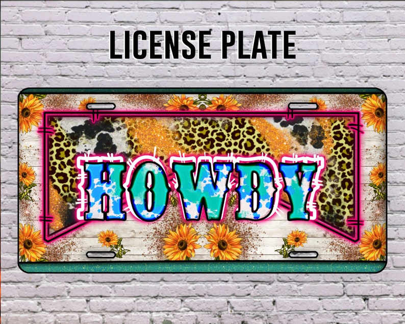 Western Howdy License Plate Png Western Design Png Howdy - Etsy