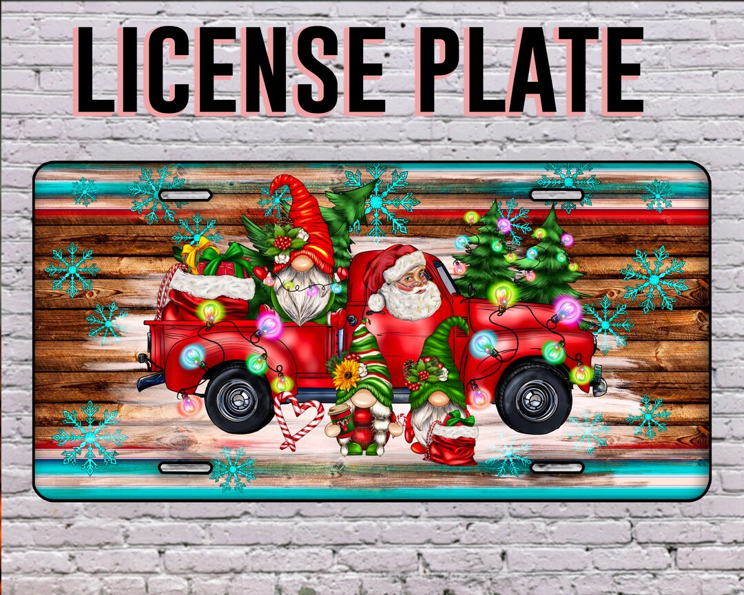 Christmas Truck Gnomes License Plate Sublimation Design,christmas Truck ...