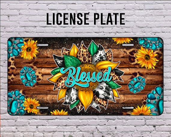 Blessed Sunflower License Plate Sunflowers License Plate Png - Etsy