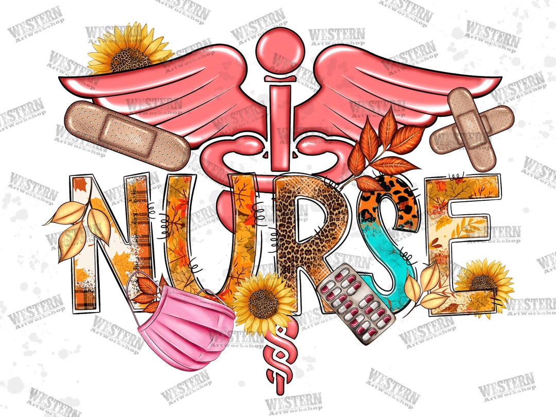 Nurse With Fall Element Png Sublimation Design, Nurse Png, Hello Fall ...