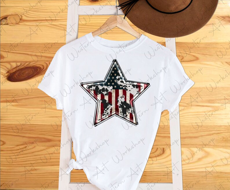 Western American Flag Star Png Cowhide Usa Flag Star Png - Etsy