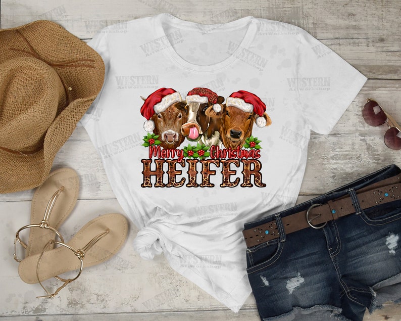 Merry Christmas Heifer Sublimation Designchristmas Heifers - Etsy