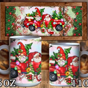 Christmas Gnomes Truck Coffee Mug Sublimation Templates 11 & 15 Oz, Mug ...