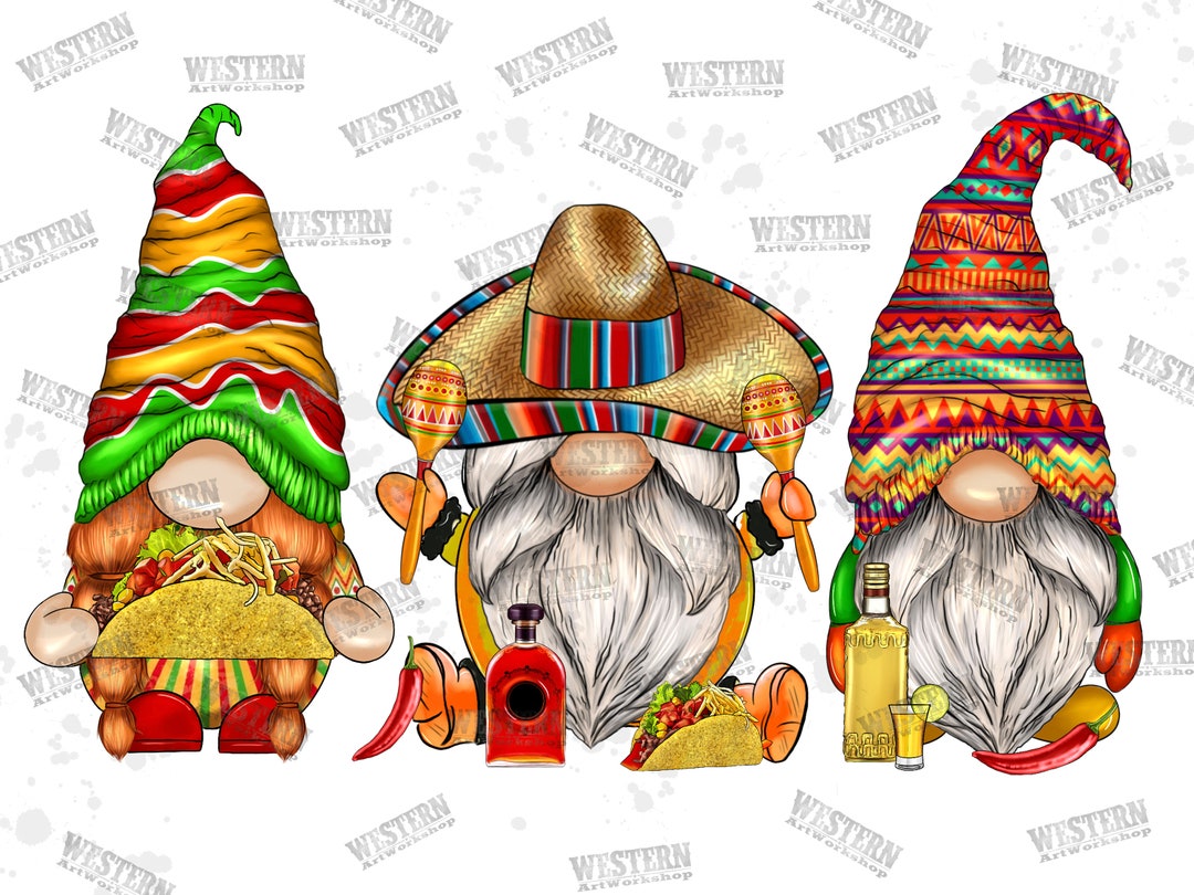 Mexican Gnomes Png Sublimation Design Download, Hand Drawn Gnomes Png ...