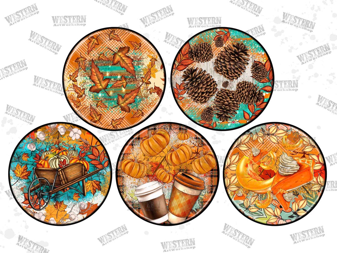 Fall Car Coaster Png Sublimation Design Bundle, Hello Fall Png, Pumpkin ...