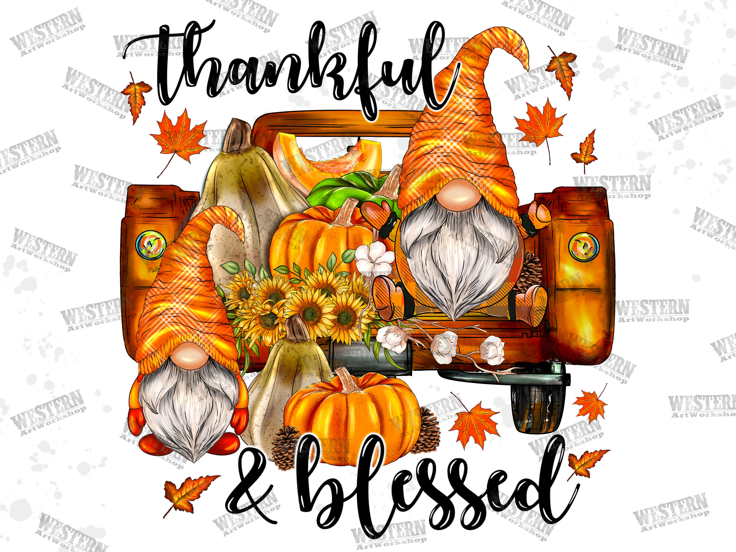 Thankful Blessed Gnomes Truck Png Sublimation Designs - Etsy