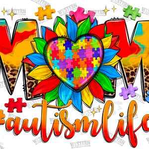 Mom Autism Life Png Sublimation Design Download, Autism Awareness Png ...