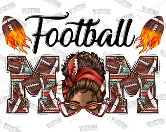 Afro Messy Loc Bun Football Mom Png Sublimation Design, Black Woman Png ...