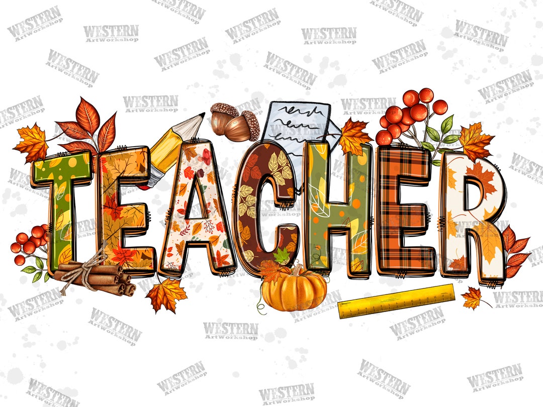 Fall Teacher Png Sublimation Design Download, Fall Png, Hello Fall Png ...